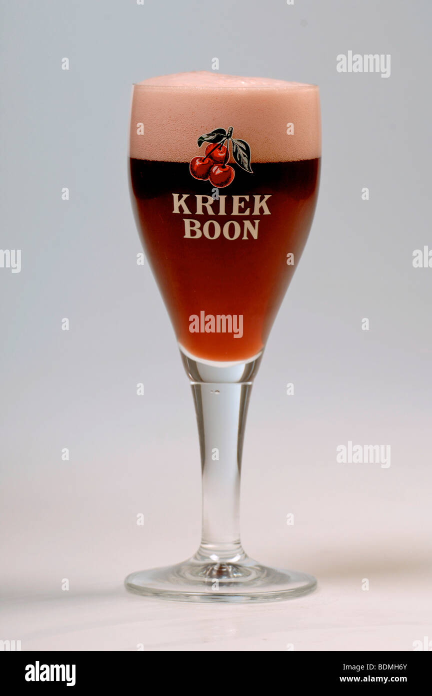 Glass of Kriek Boon Belgian cherry beer Stock Photo - Alamy