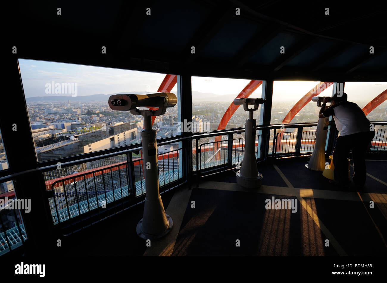 Visitors at the observation deck of Kyoto Tower. Kyoto. Kansai (aka ...