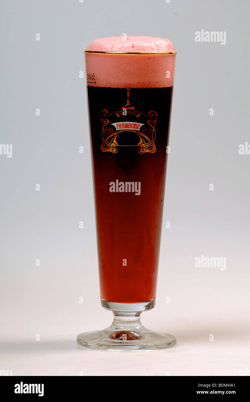 Glass of framboise beer Stock Photo - Alamy
