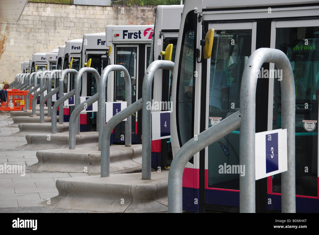 First buses in depot hi-res stock photography and images - Alamy