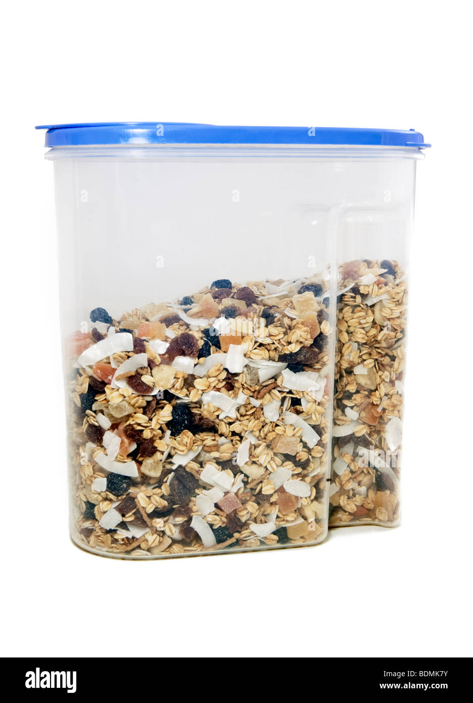 Muesli breakfast cereal in a sealed storage container Stock Photo - Alamy