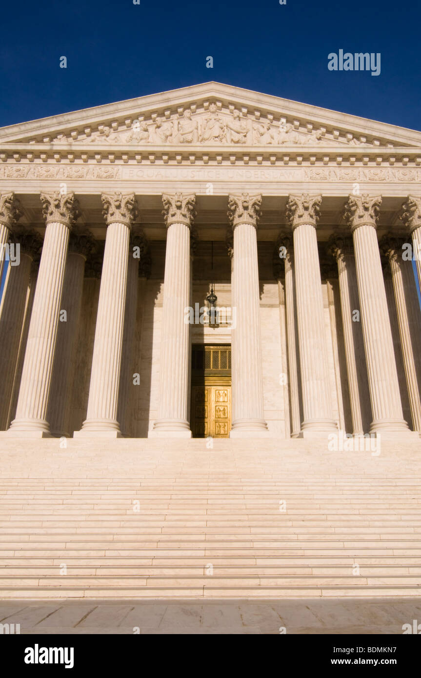 The steps of the United States Supreme Court building bathed in late ...