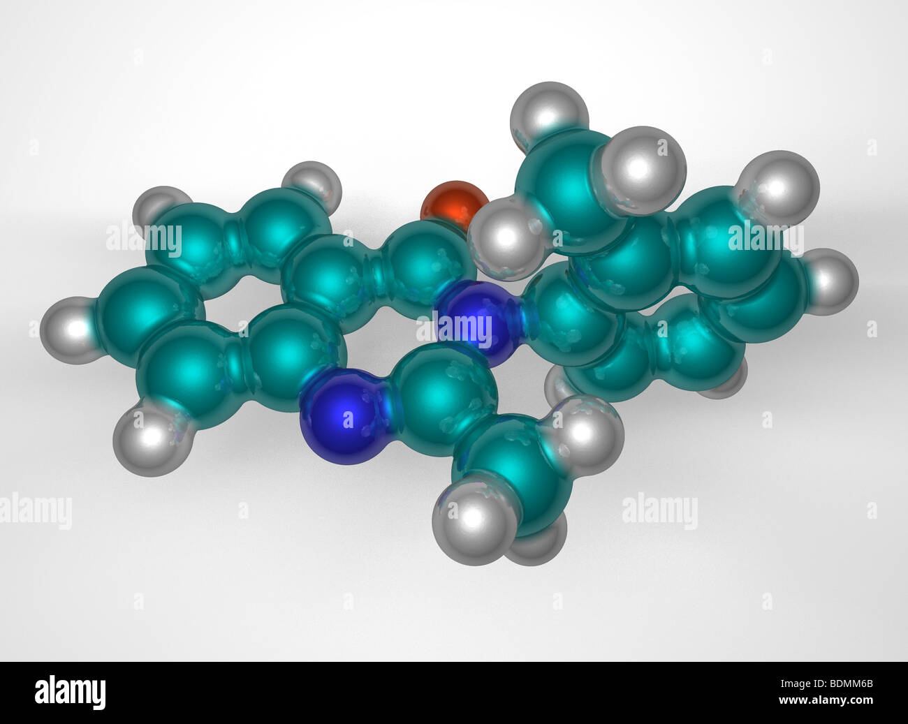 computer-generated, three-dimensional space-filling molecular model of ...