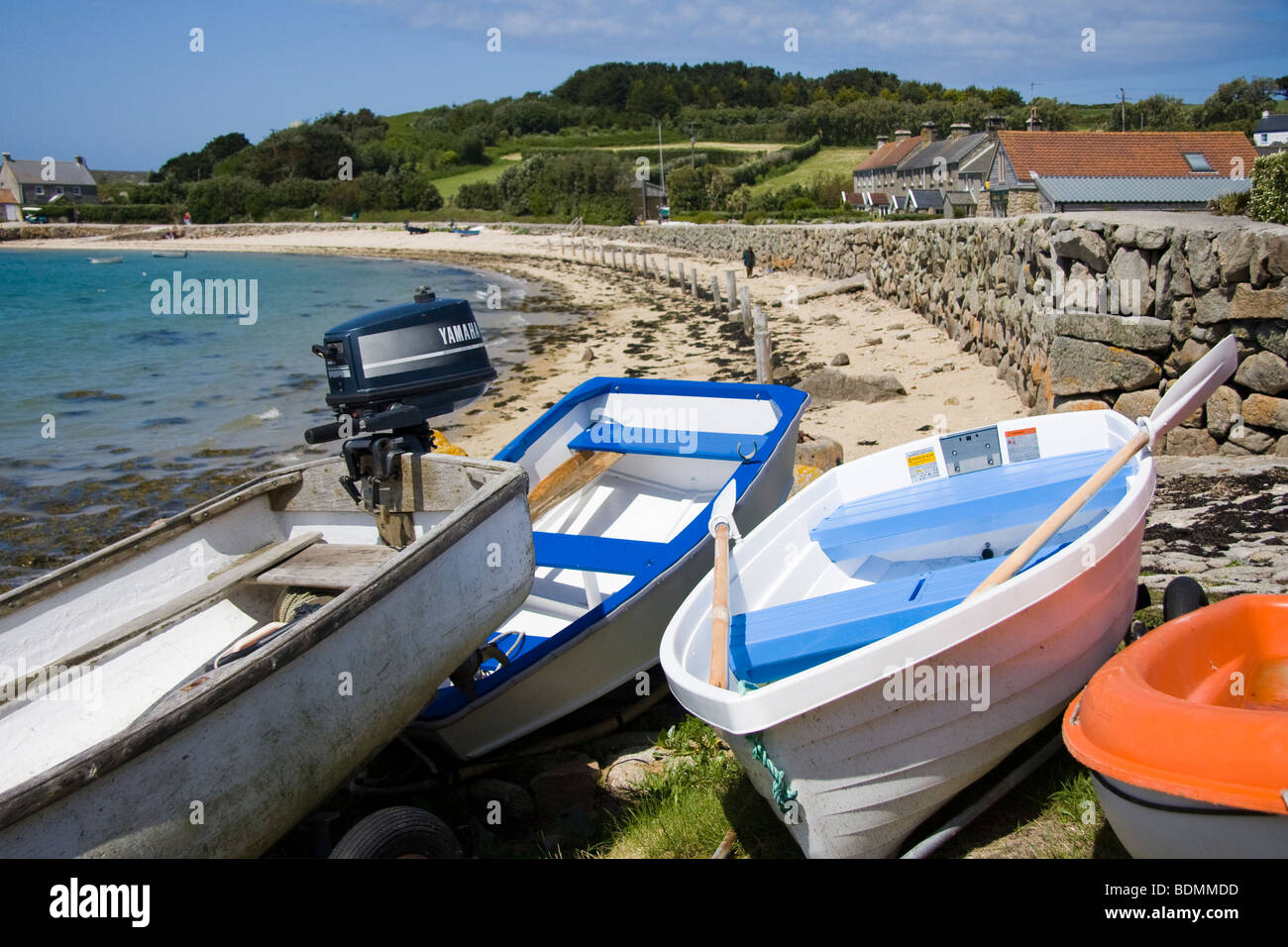 Boats on a beach Tresco Island Scilly England Stock Photo - Alamy