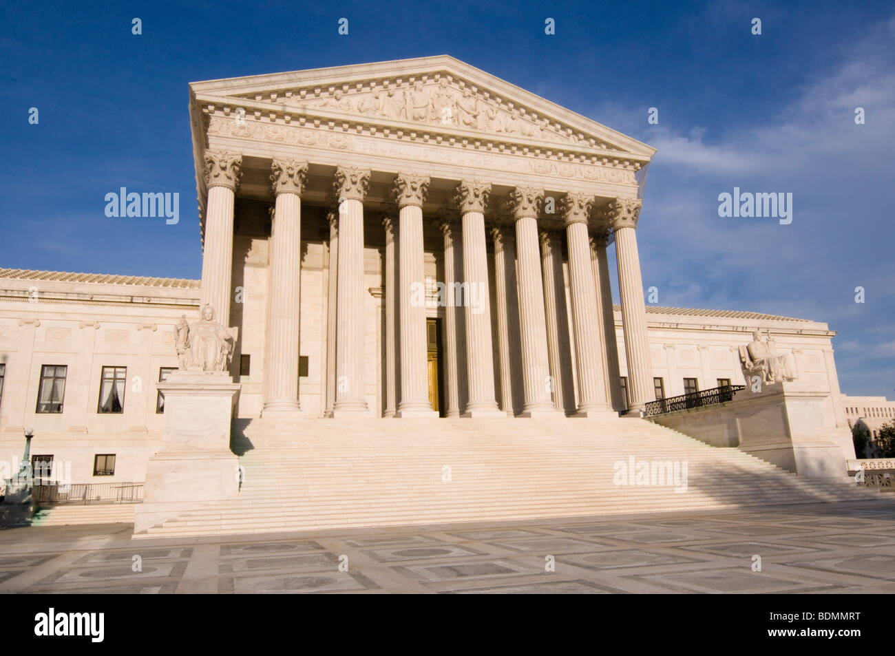 The steps of the United States Supreme Court building bathed in late ...