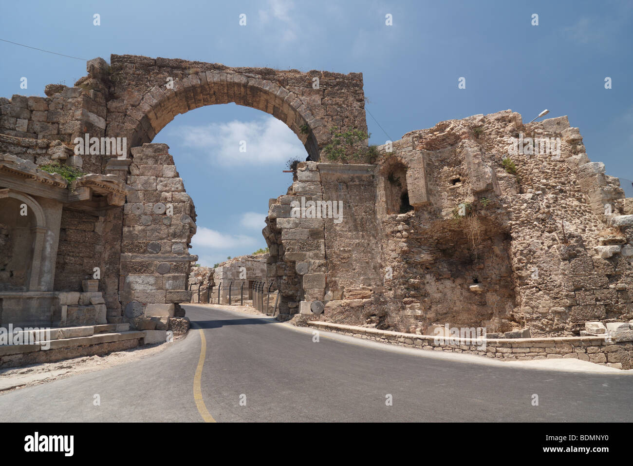 Roman ruins in the townscape of Side, Turkey Stock Photo - Alamy
