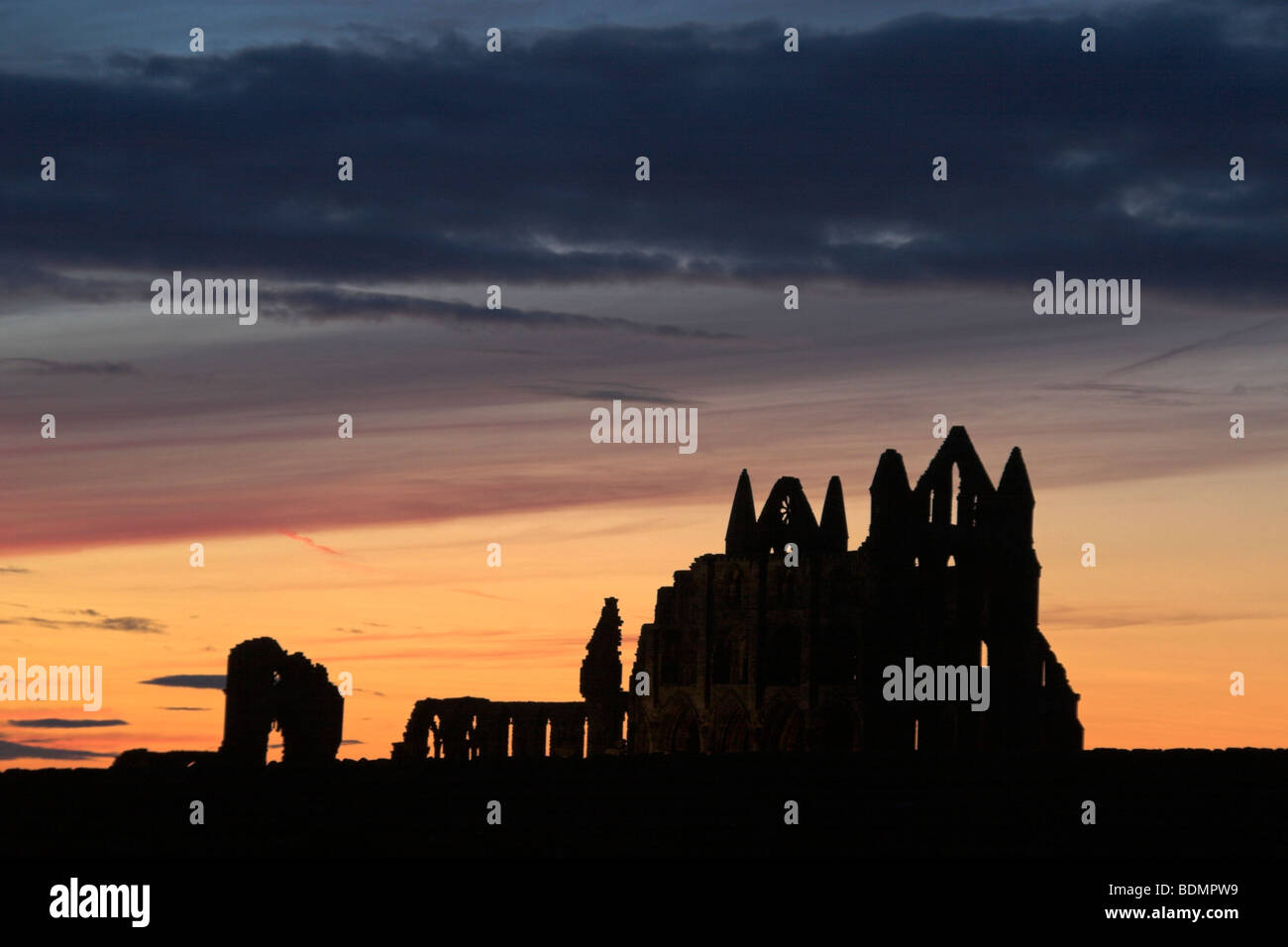 Whitby silhouette abbey ruin hi-res stock photography and images - Alamy