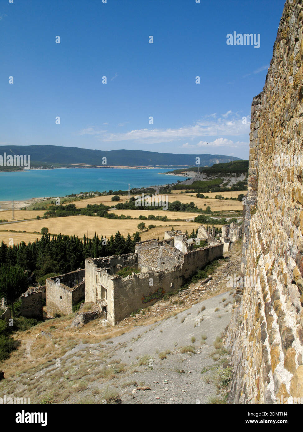 The ruins of the village of Esco in northern Spain, abandoned in 1959 ...