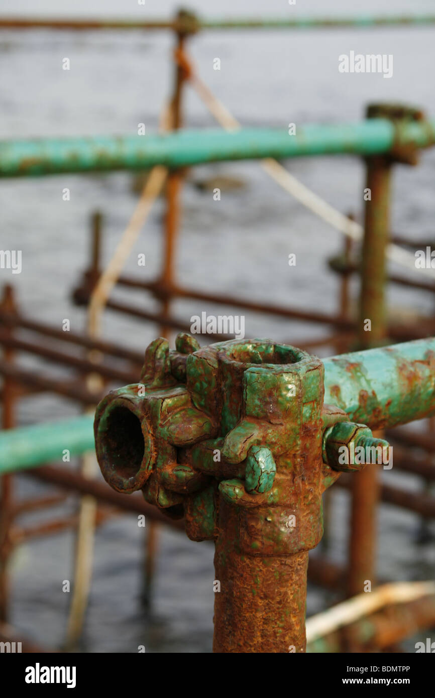 detail of old rust covered scaffolding by sea Stock Photo - Alamy