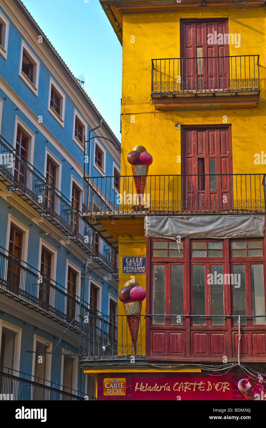 Colourful buildings in Valencia Stock Photo - Alamy