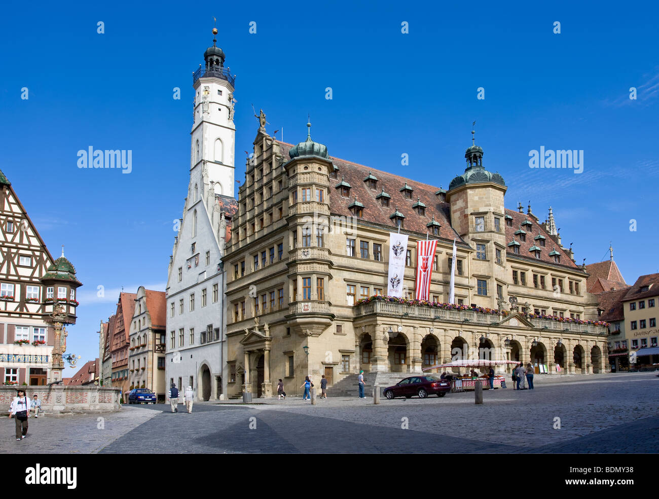 Main Square of Rothenburg ob der Tauber, Bavaria, Germany Stock Photo ...