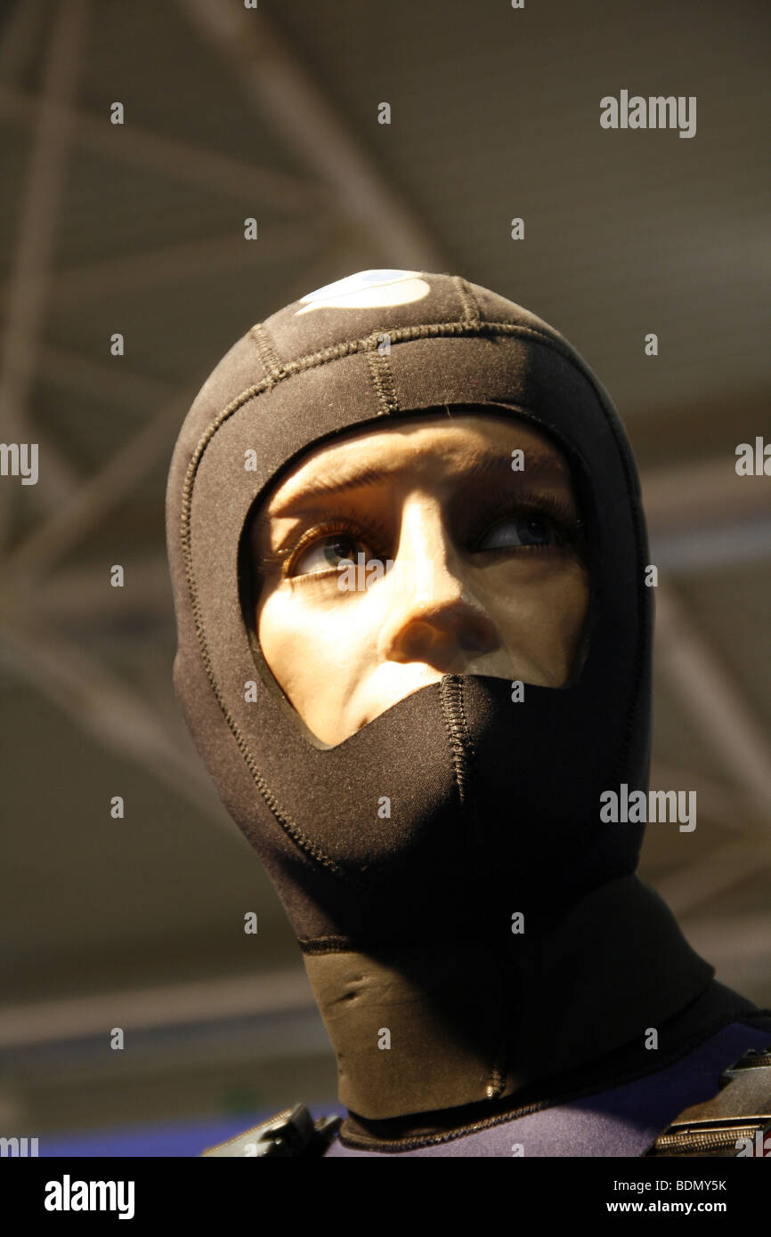 scuba diving equipment on display at boat show Stock Photo - Alamy