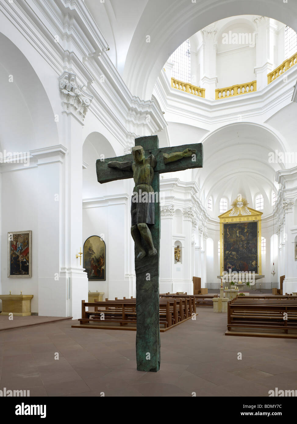Würzburg, Stift Haug, Innenansicht Stift Haug, erbaut von 1670 bis 1691 ...