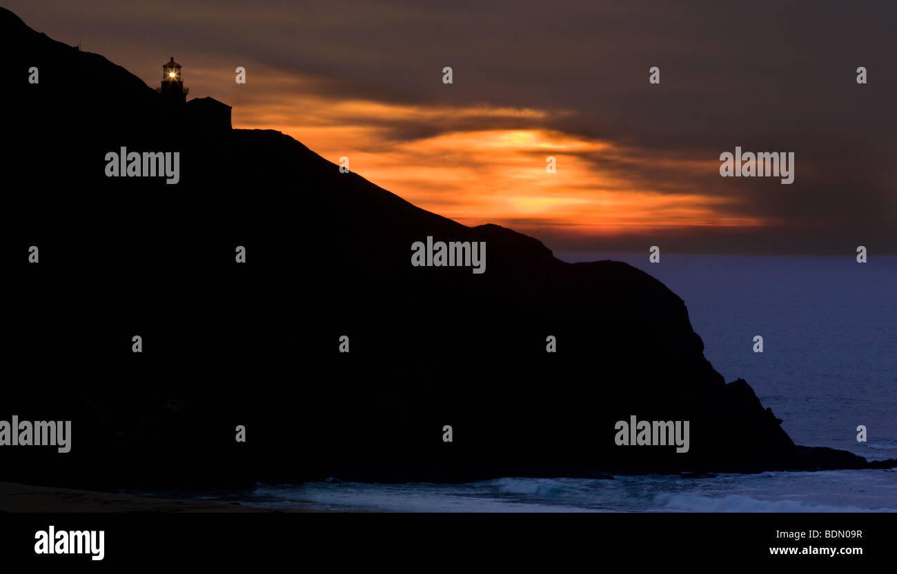 A dusk sky and the Pt. Sur Lighthouse, Big Sur, California, USA Stock ...