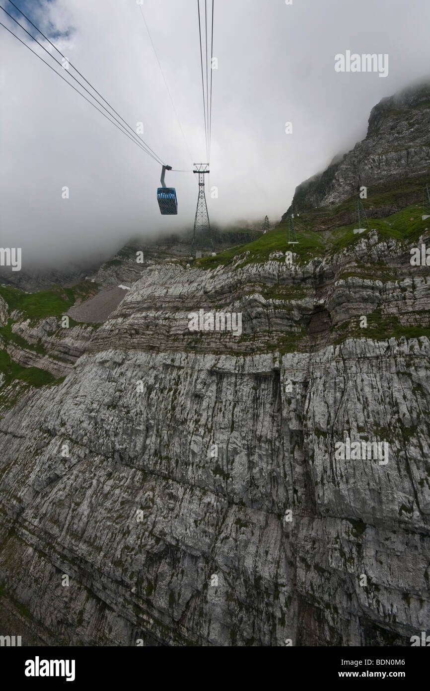Saentis Mountain cable car, Canton of St. Gallen, Switzerland, Europe ...