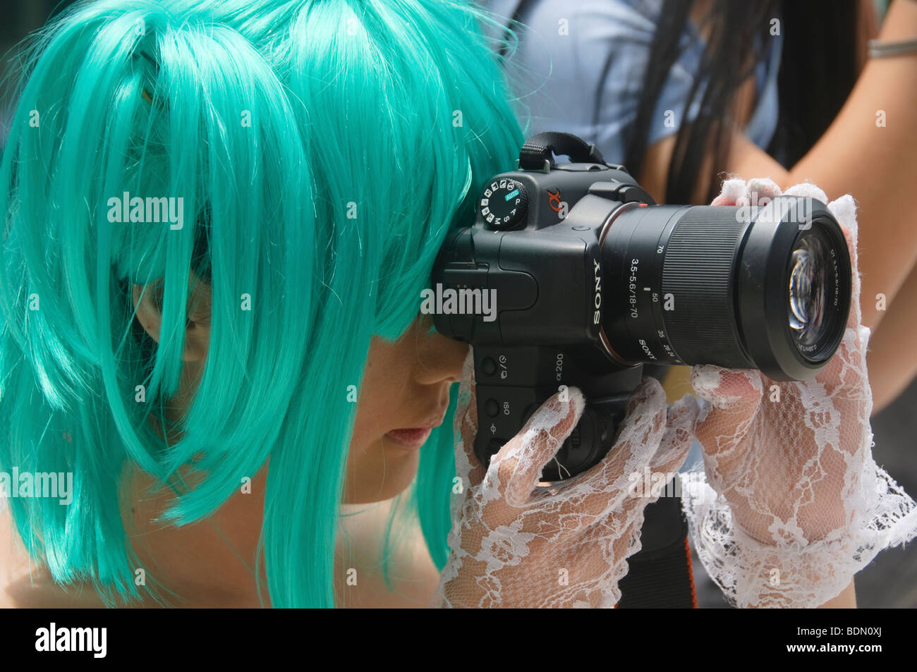 model with a camera at Japanese Cosplay festival in Bangkok Thailand ...