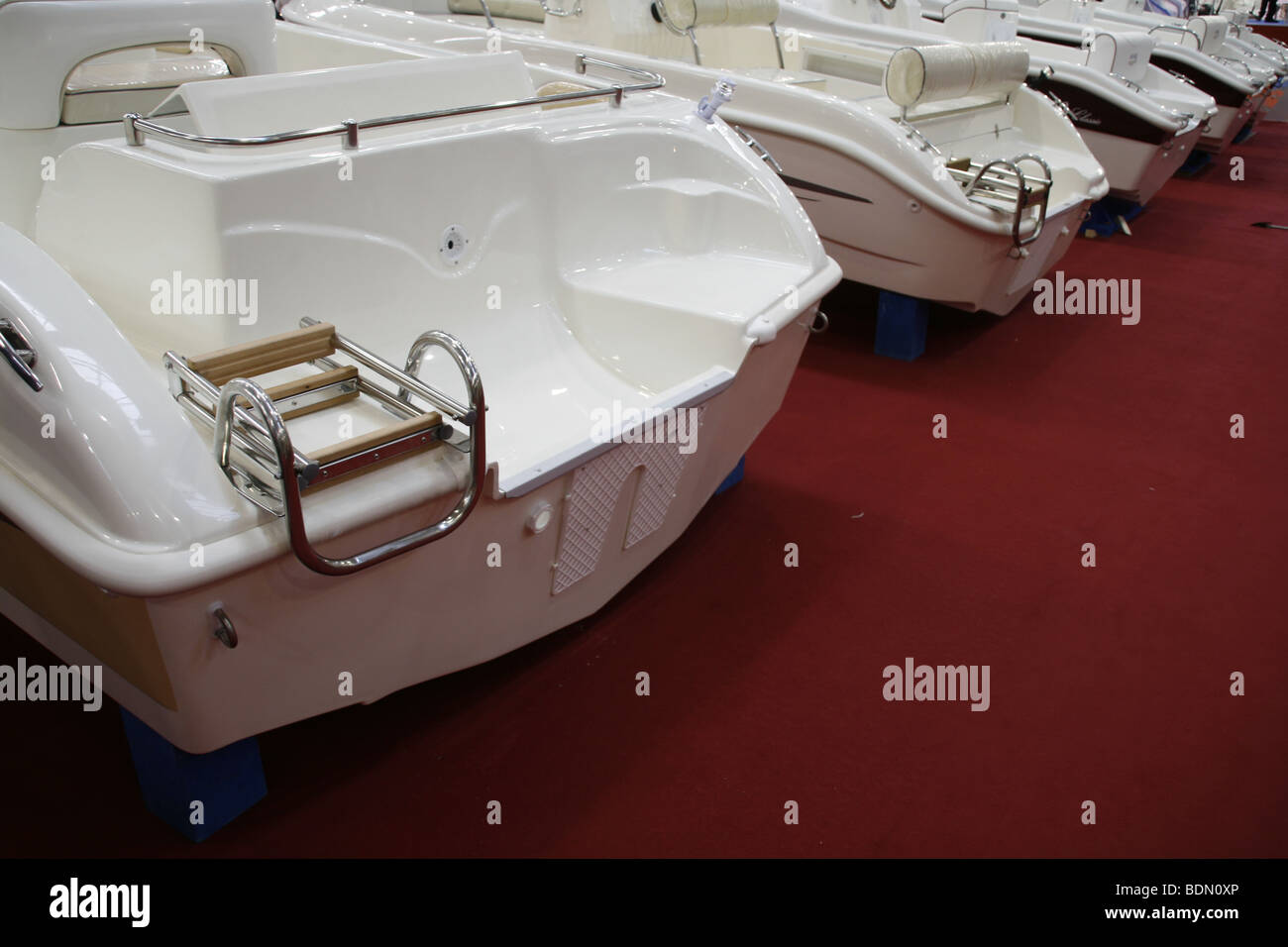 sea vessels at boat show in exhibition hall Stock Photo - Alamy