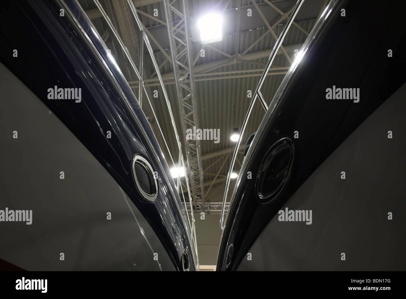sea vessels at boat show in exhibition hall Stock Photo - Alamy