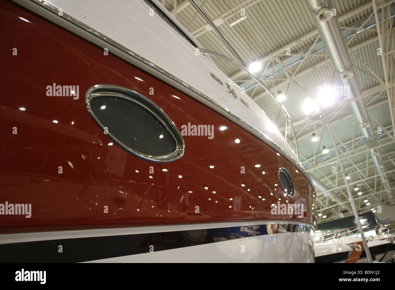 sea vessels at boat show in exhibition hall Stock Photo - Alamy