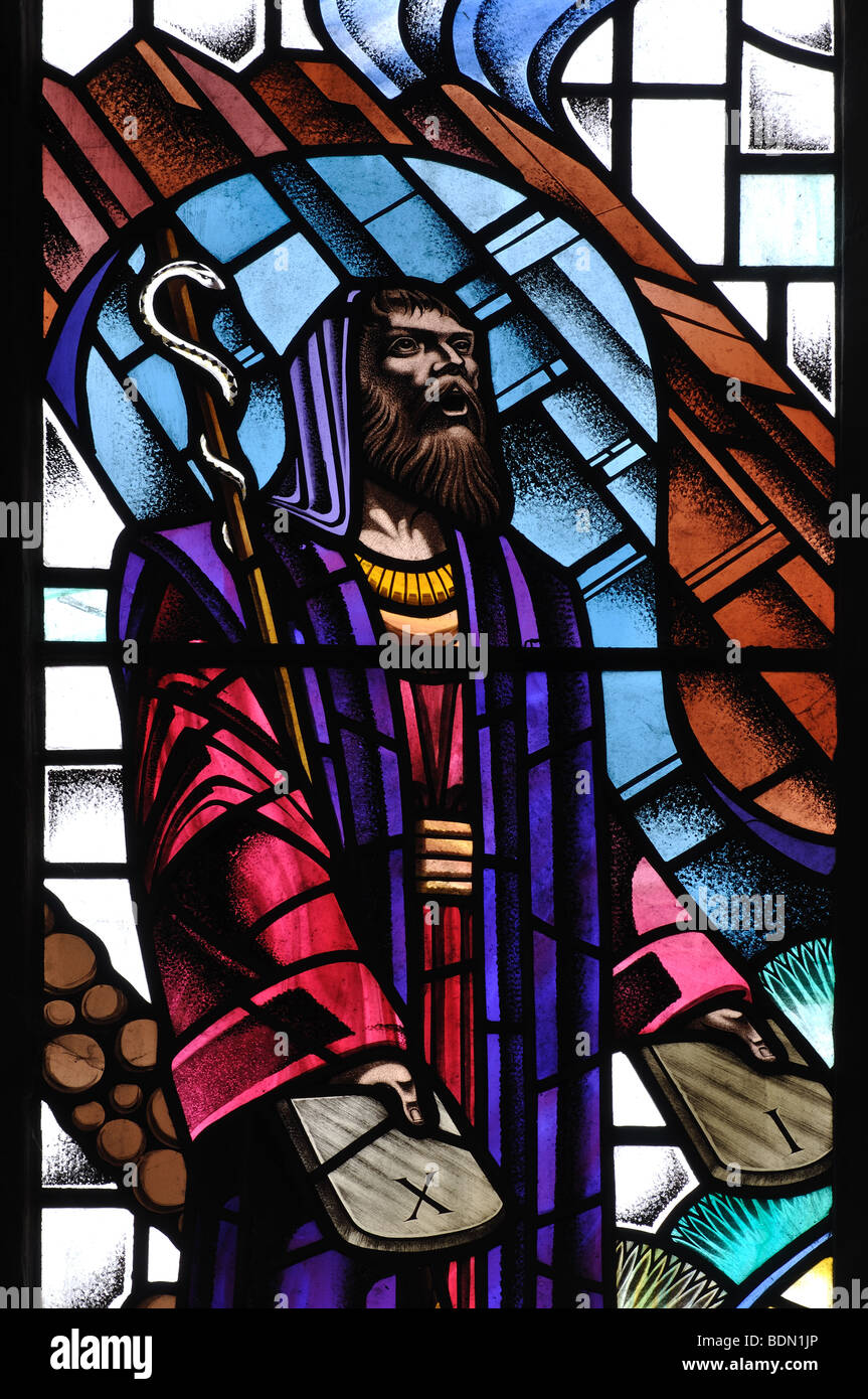 Ten commandments stained glass window hi-res stock photography and ...
