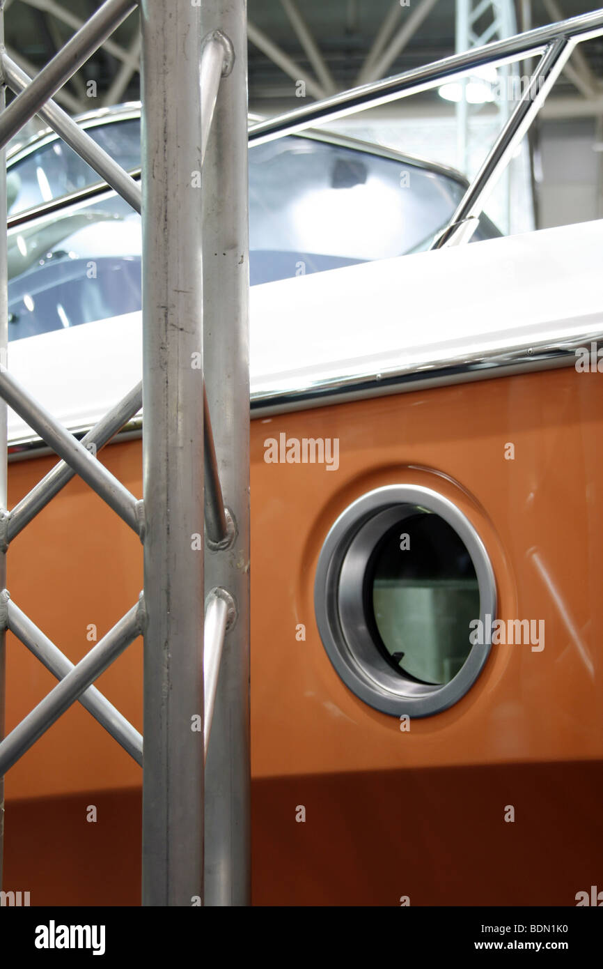 sea vessels at boat show in exhibition hall Stock Photo - Alamy
