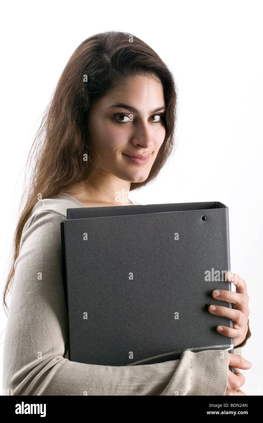 Girls holding a file Stock Photo - Alamy