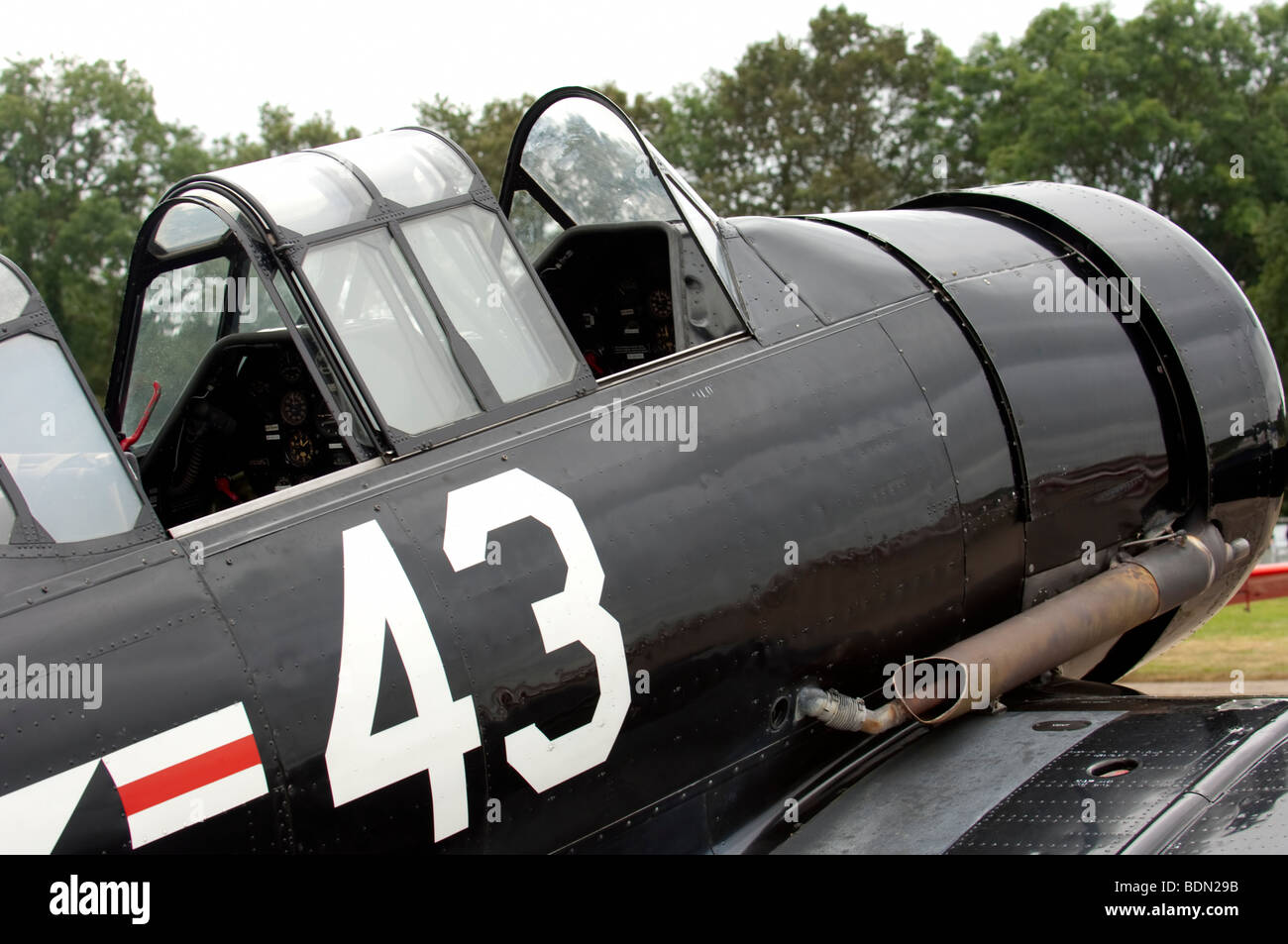 Cockpit of American WW2 vintage Harvard 2B naval aircraft Stock Photo ...