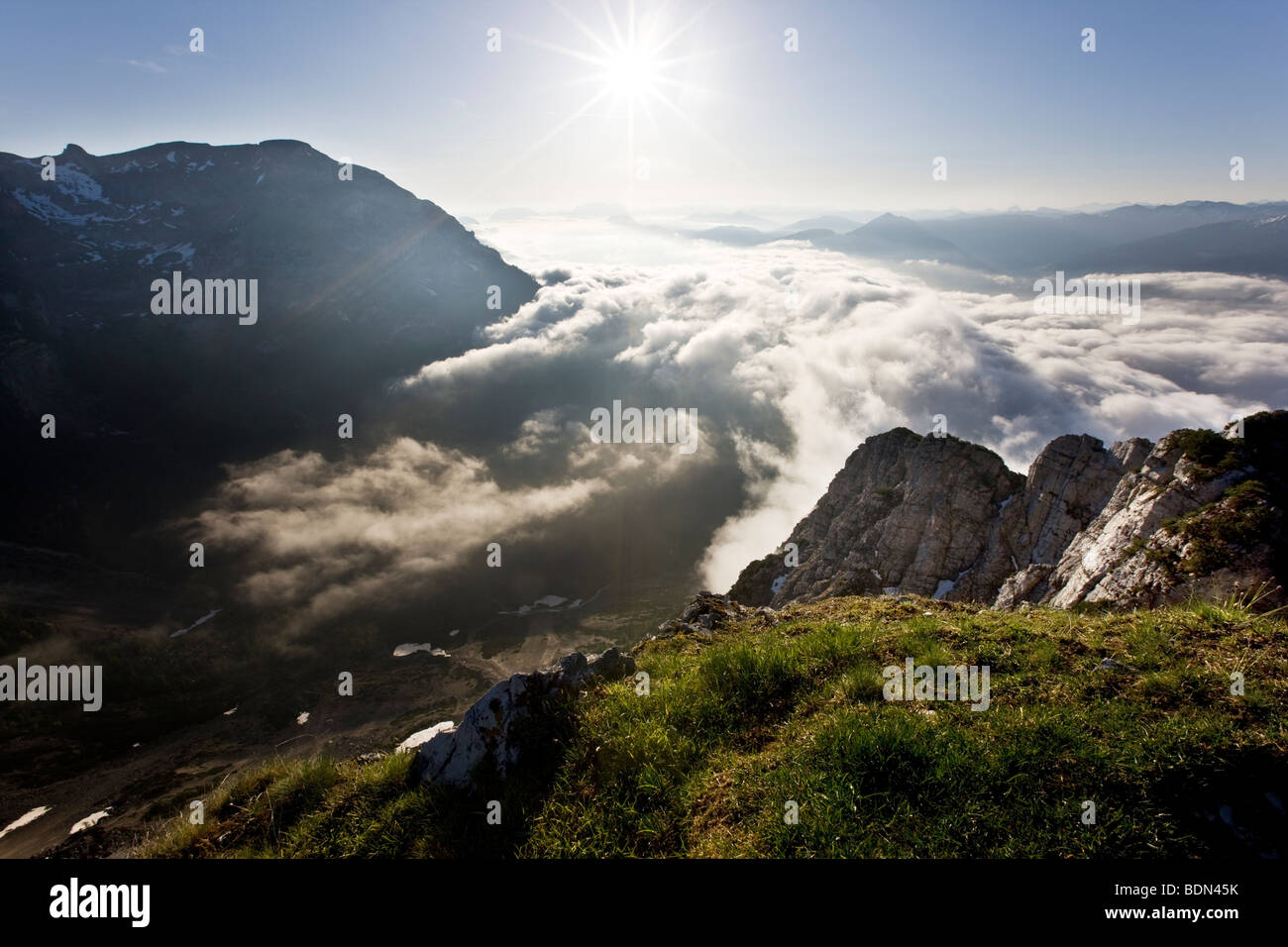 View from Mt. Ebener Joch, Rofangebirge mountain range, North Tyrol ...