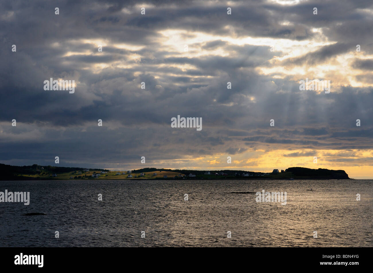 Gods Rays and shaft of sun on Port Hood Island farmland Cape Breton ...