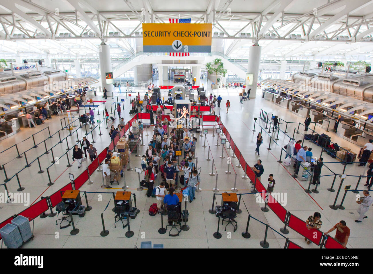 Security Checkpoint Inside JFK International Airport in New York Stock ...