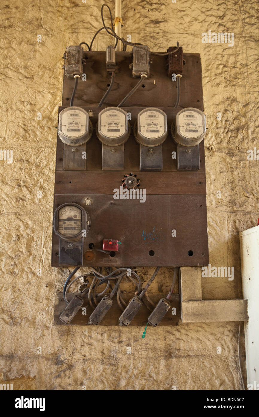 Electricity meters in an old apartment Stock Photo - Alamy