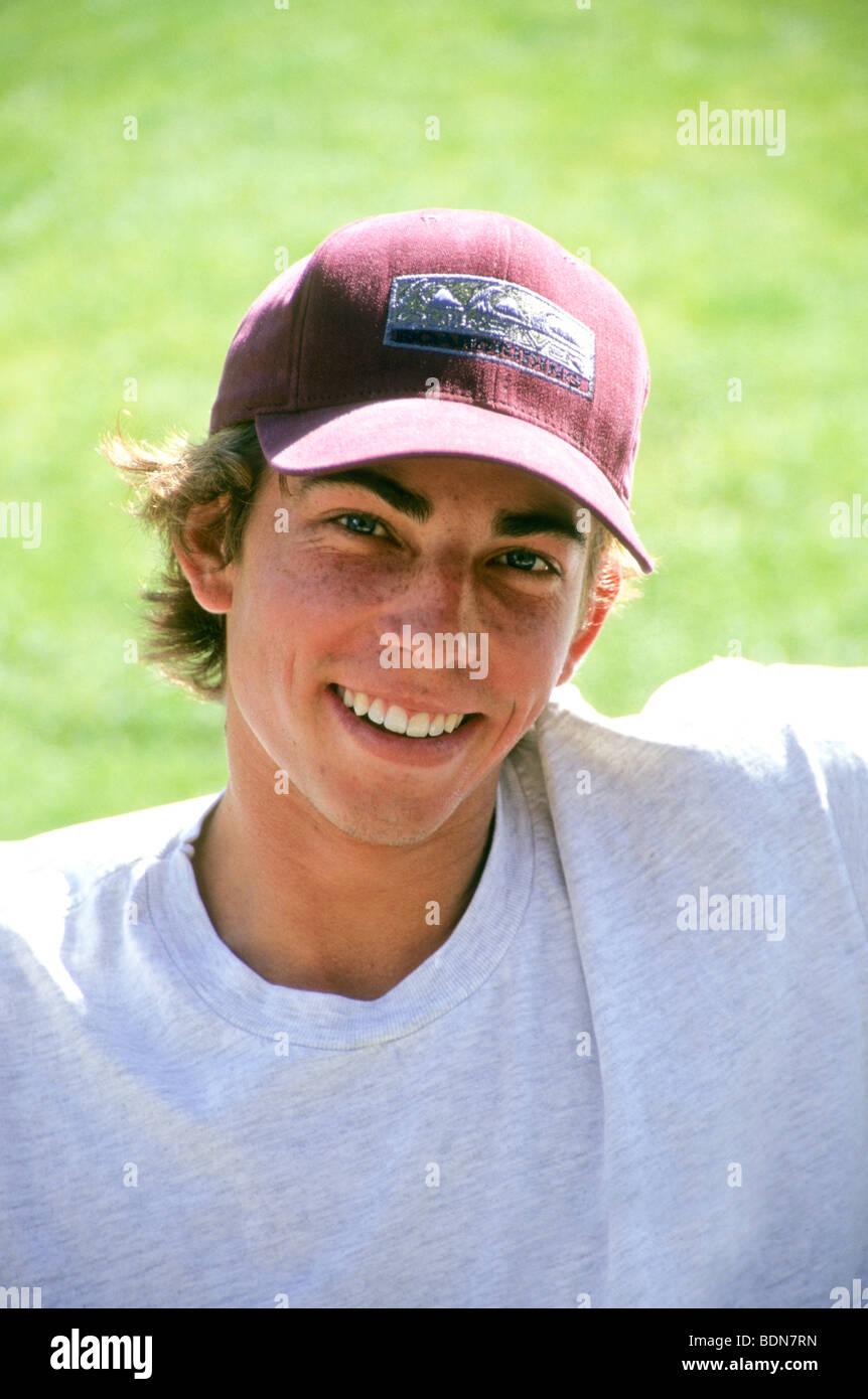 outdoor sun outside informal happy pleasant look look Stock Photo - Alamy