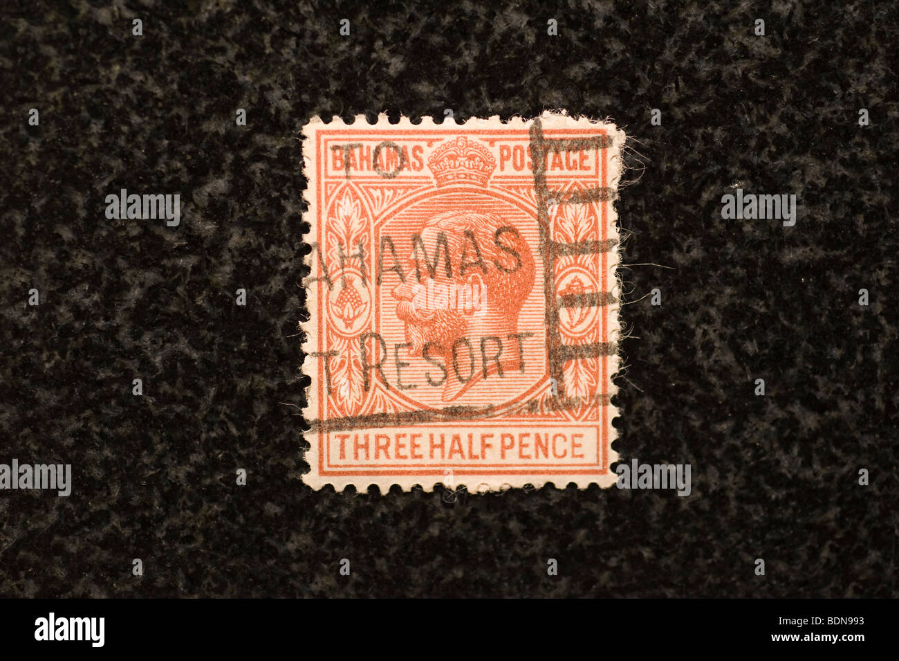 Postage stamp three half pence Stock Photo - Alamy