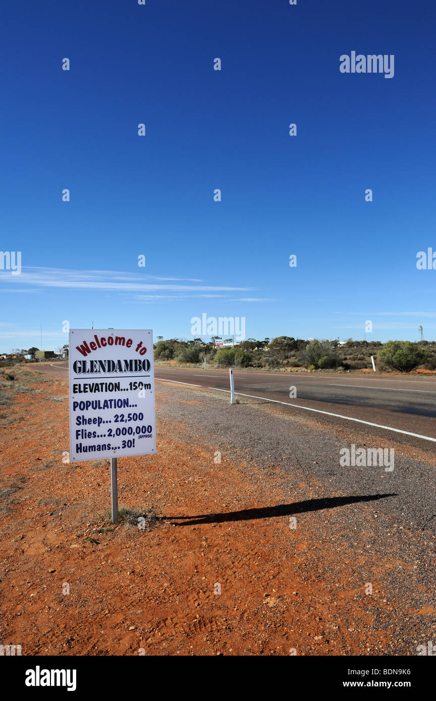 Sign just before the roadhouse in Glendambo, Outback South Australia ...
