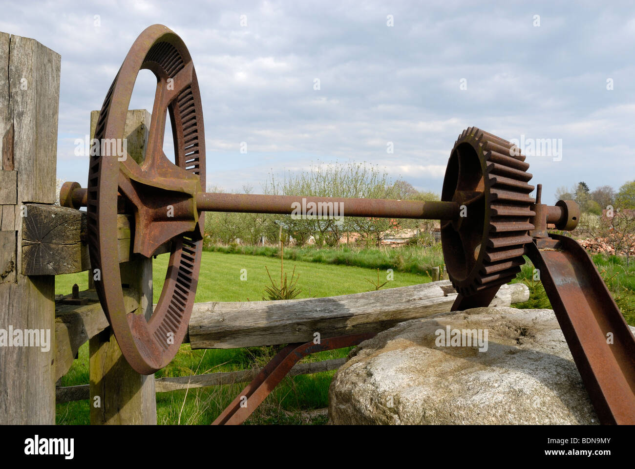 Gear wheels, windmill in northern Poland Stock Photo - Alamy