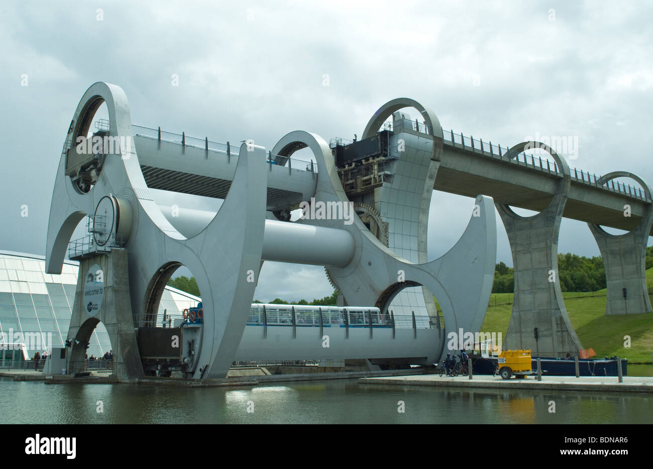 The Falkirk Wheel on the Edinburgh Glasgow canal in Scotland Stock ...