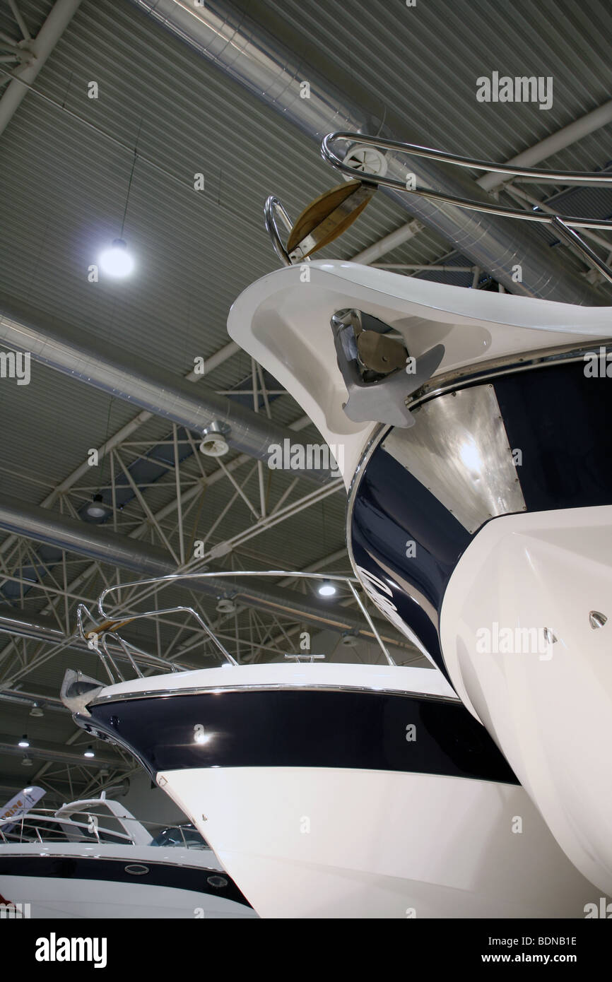 sea vessels at boat show in exhibition hall Stock Photo - Alamy