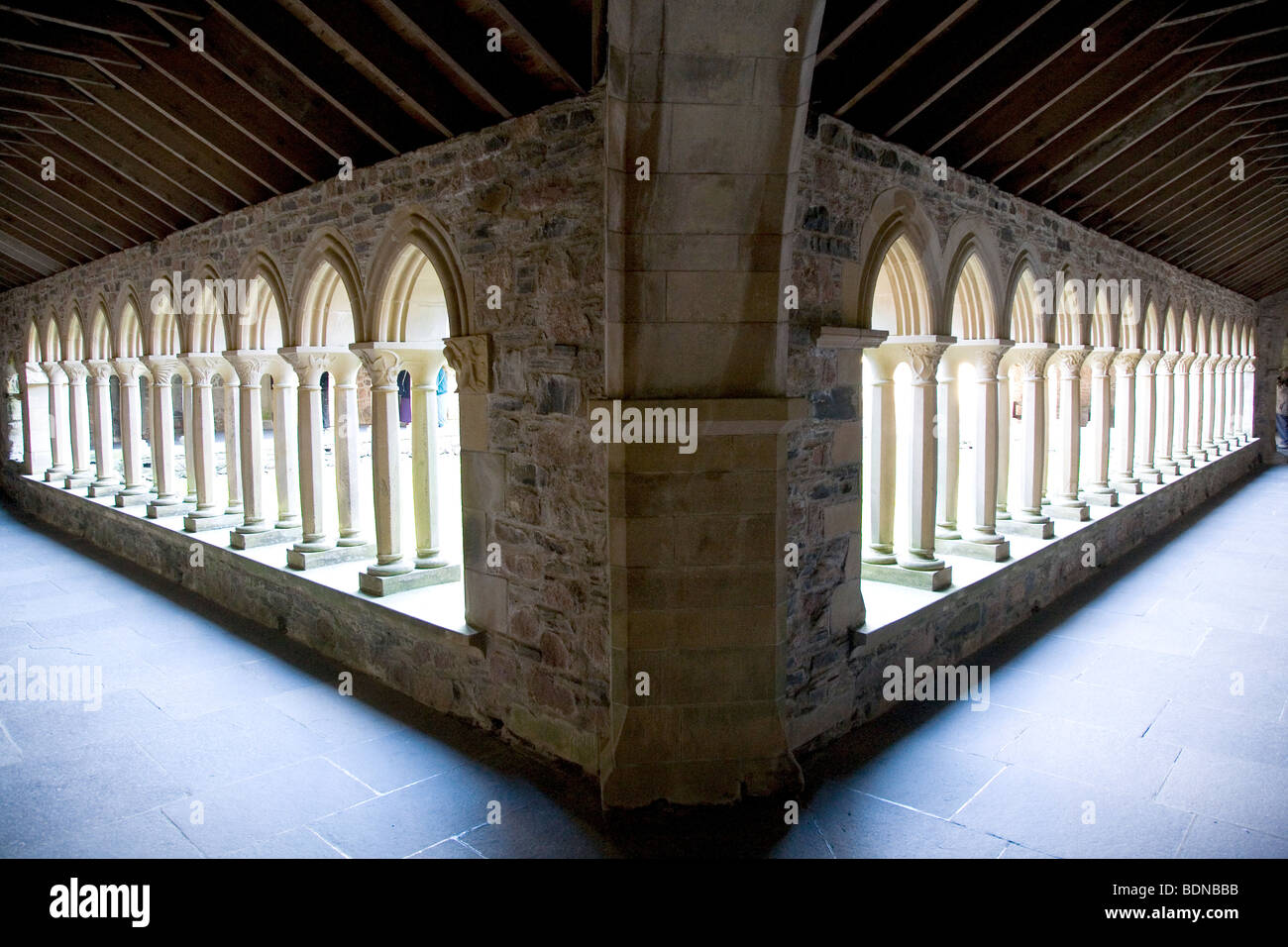 Cloisters of Iona Abbey monastery on Iona near Isle of Mull, Scotland ...