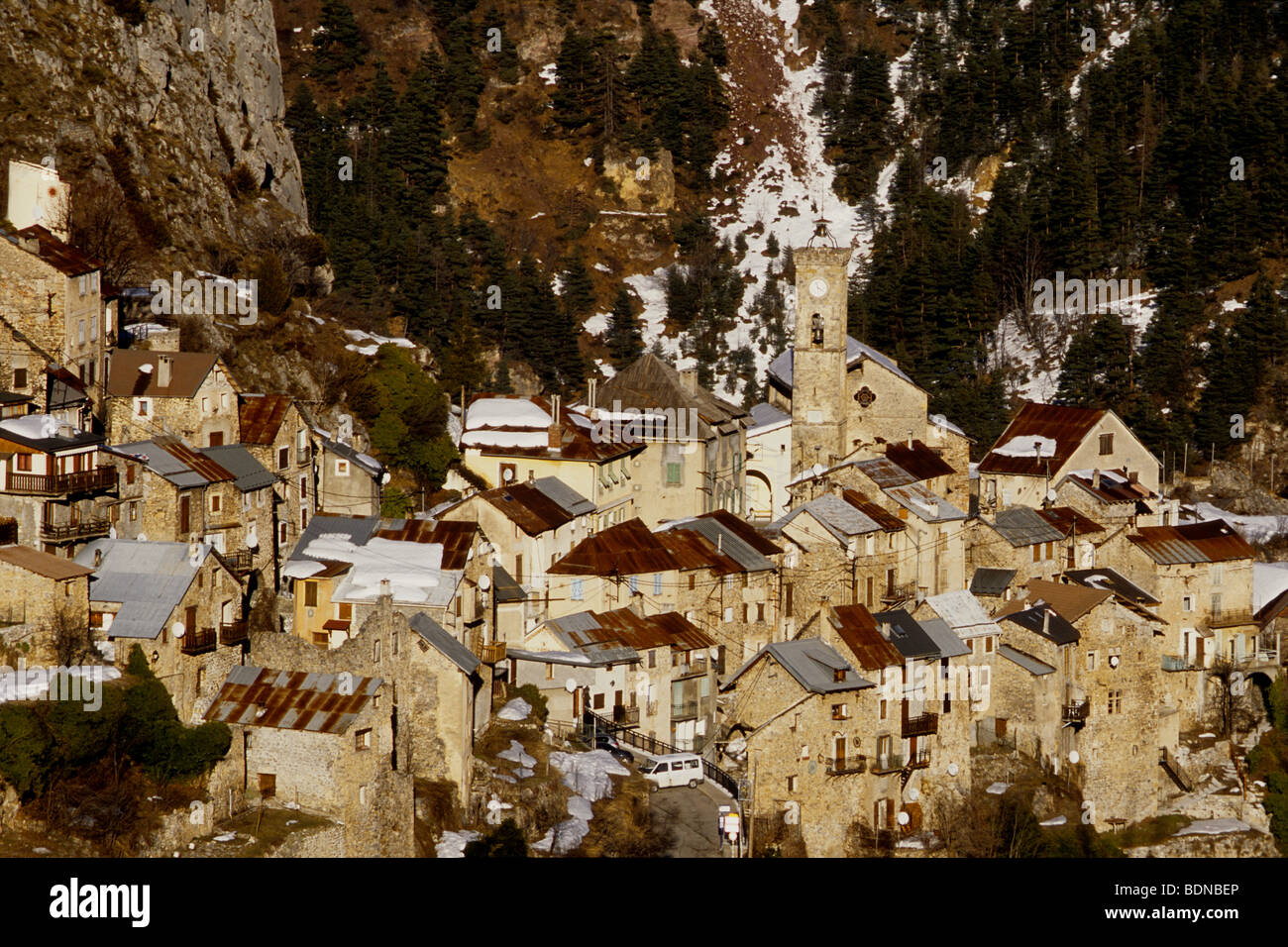 The medieval perched village of Roubion Stock Photo - Alamy