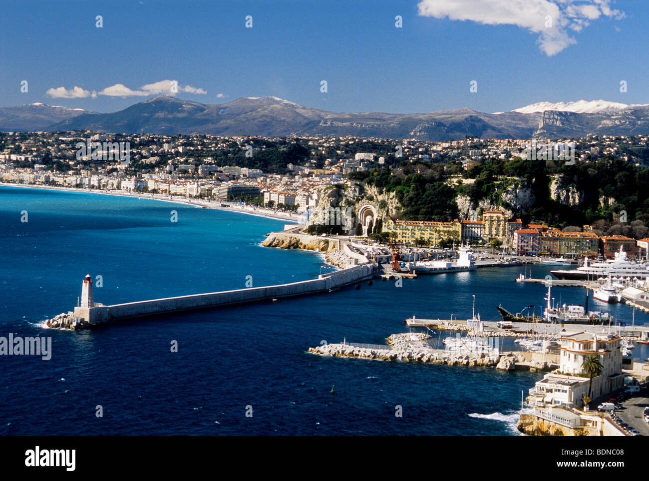 Top view above the city and the bay of Nice Stock Photo - Alamy
