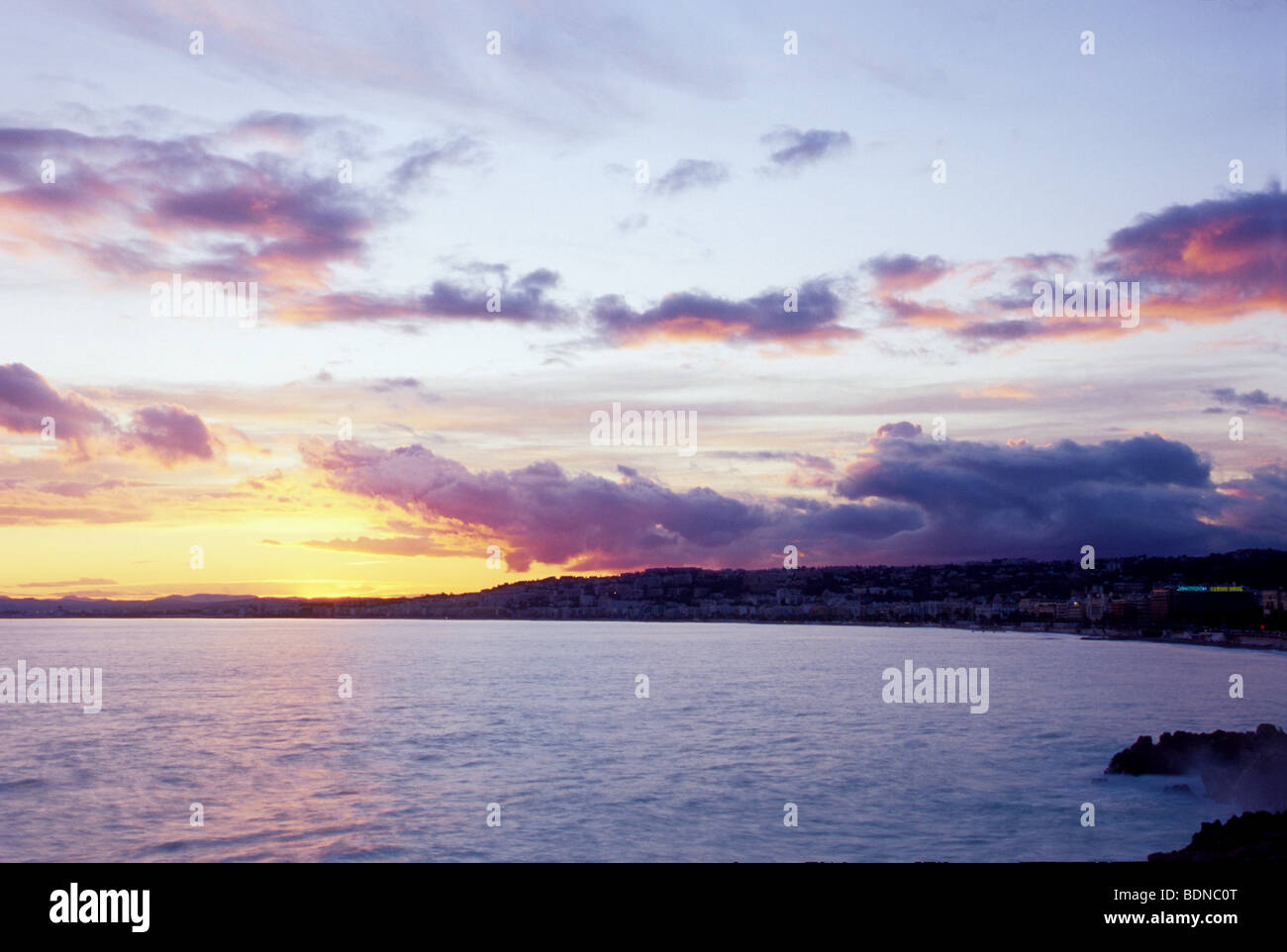 Sunset above the city of Nice Stock Photo - Alamy