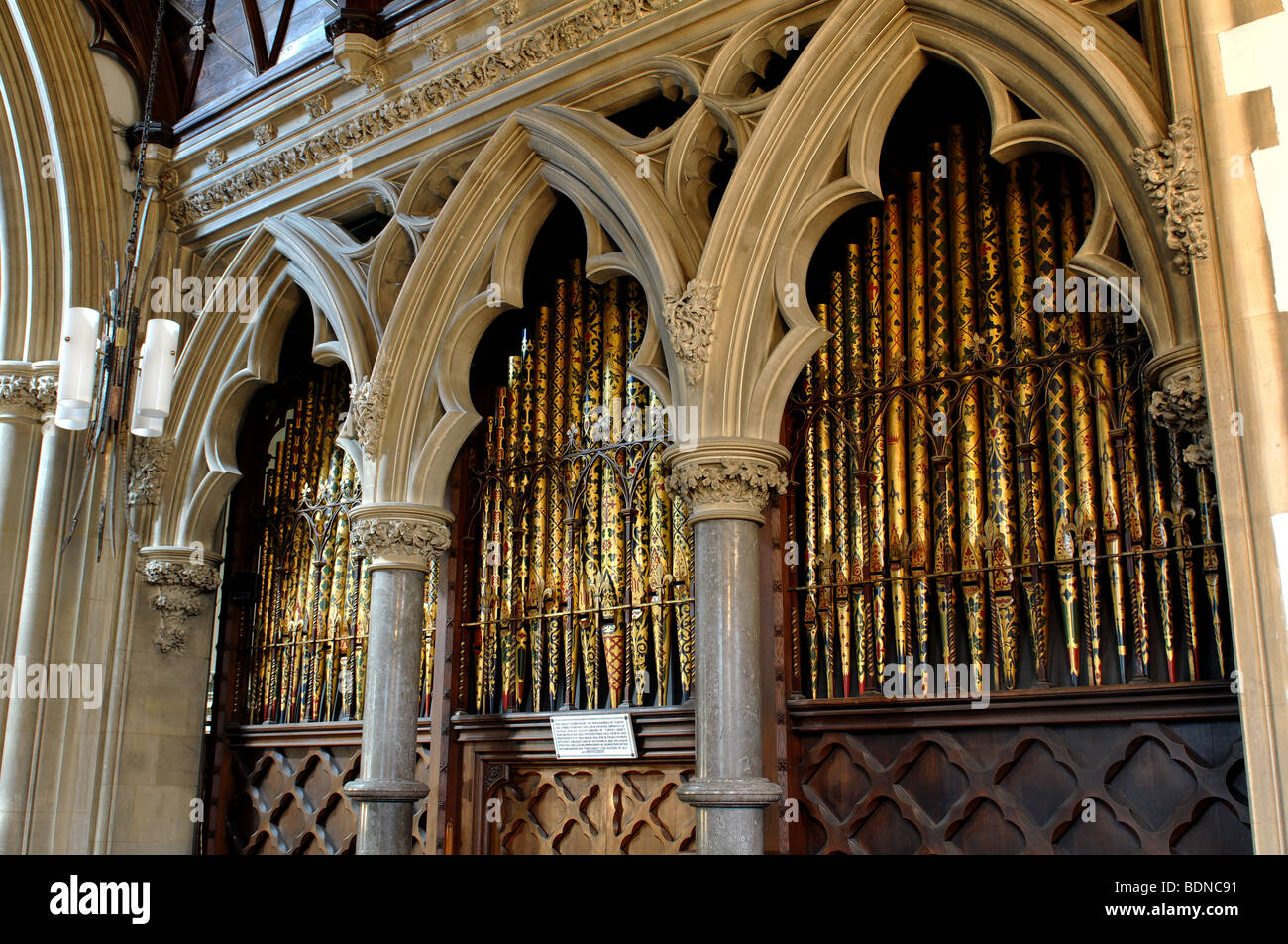 Organ pipes in All Saints Church, Turvey, Bedfordshire, England, UK ...