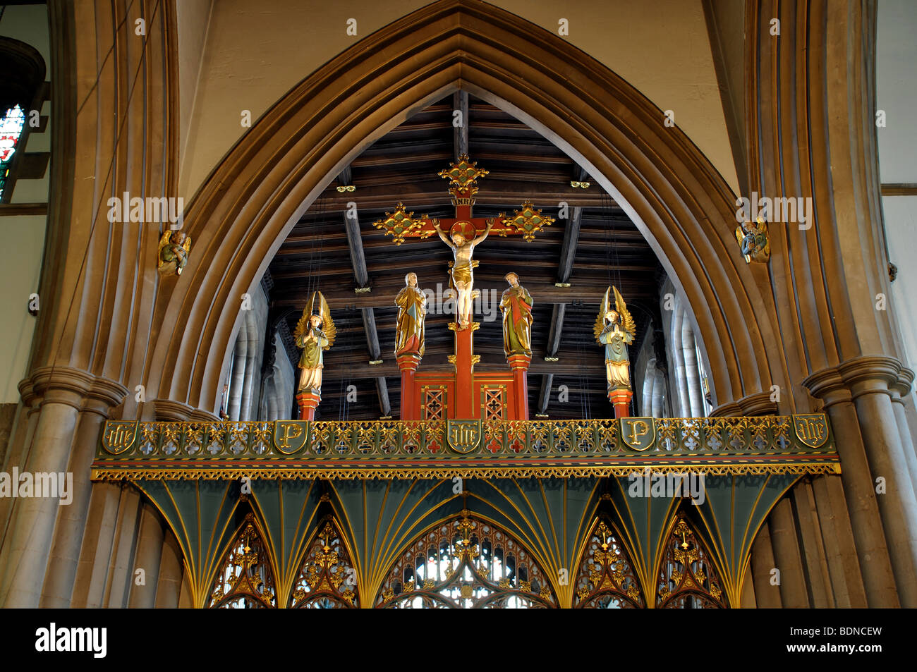 The rood screen, St. Paul`s Church, Bedford, Bedfordshire, England, UK ...