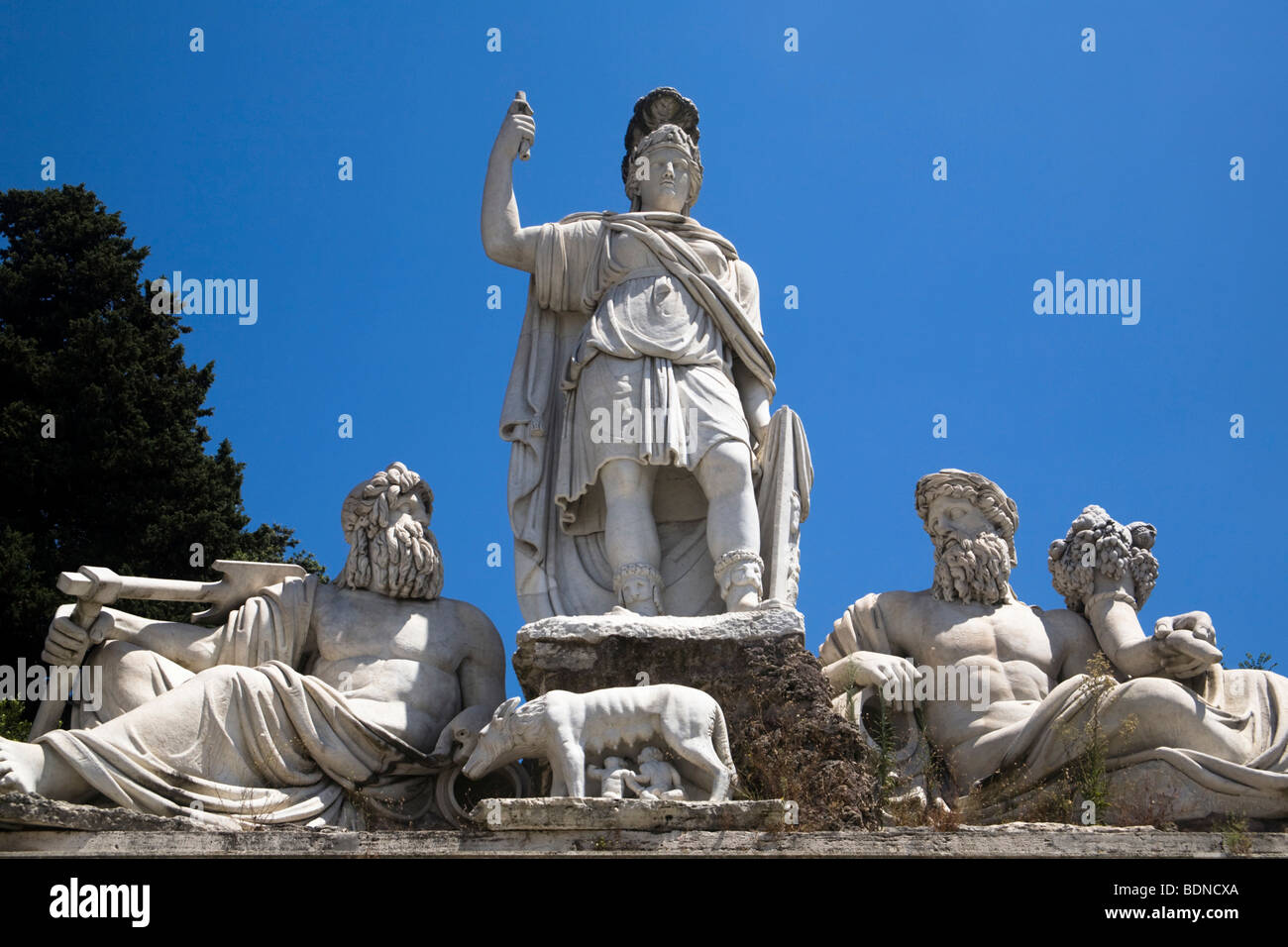 Roman figures at the Piazza del Popolo square, Rome, Lazio, Italy ...