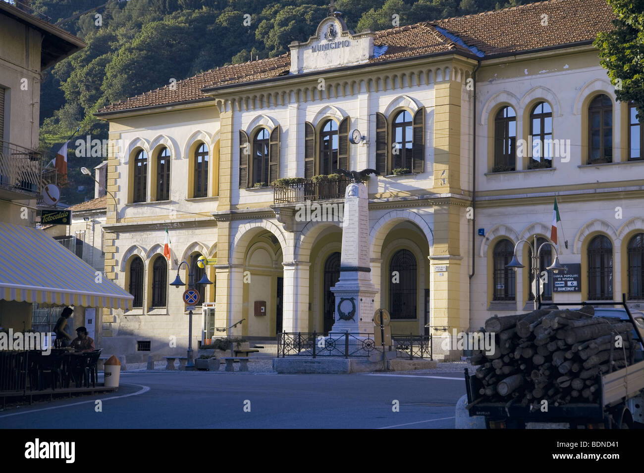 A summer view of City Hall in Armeno, Novara, in the Piedmont area of ...