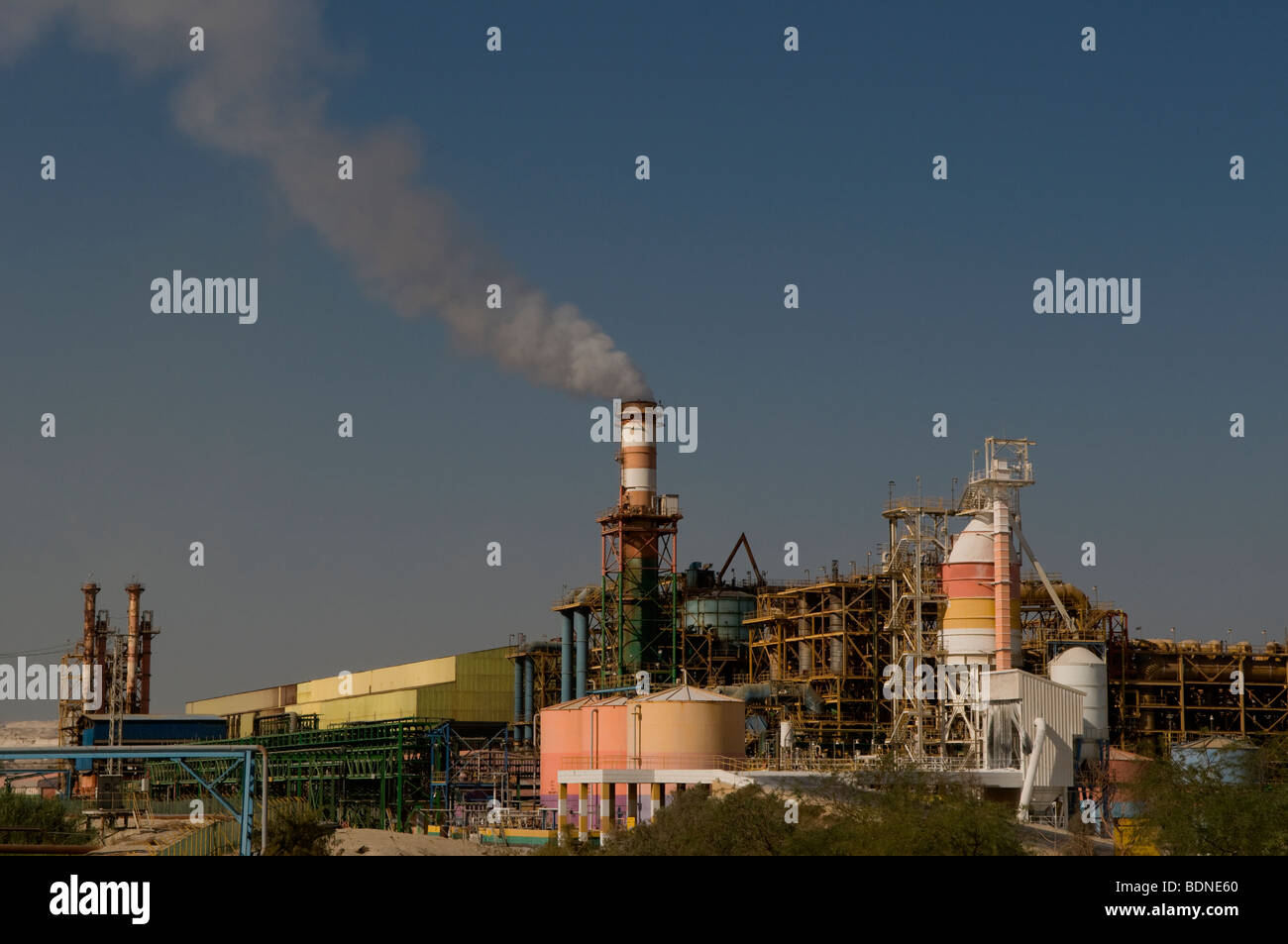 View of the 'Dead Sea Works' potash plant which commercially extract ...