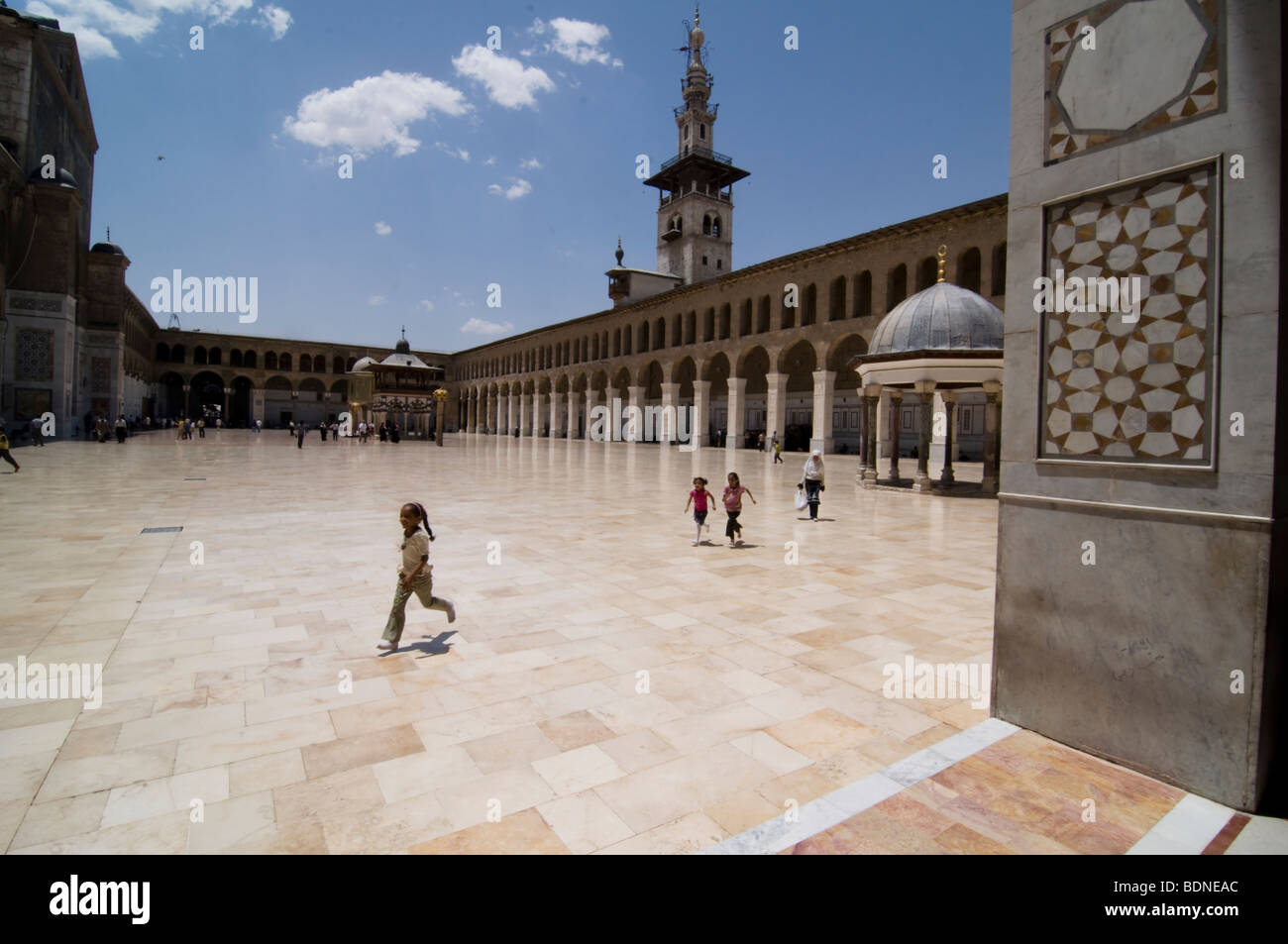 Children play in the courtyard of the Umayyad Mosque (Grand Mosque of ...