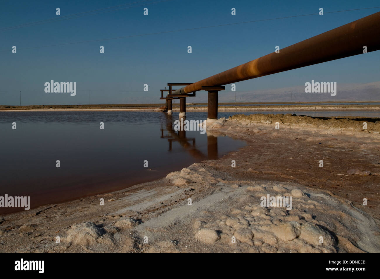 Evaporation ponds operated by 'Dead Sea Works' potash plant which ...