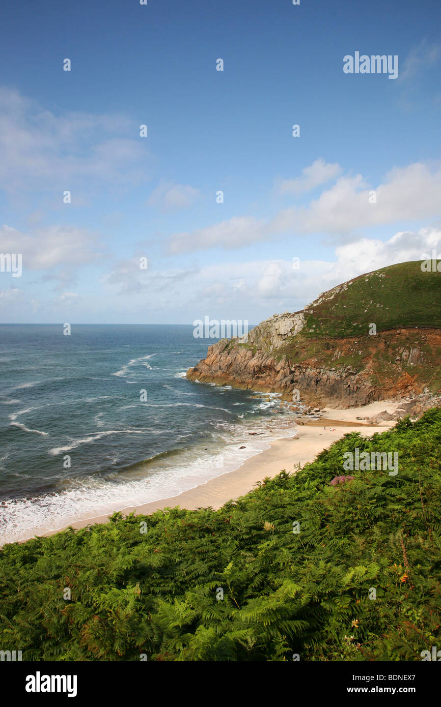 Rocky cove on the coast near the lighthouse at Pendeen, a village on ...