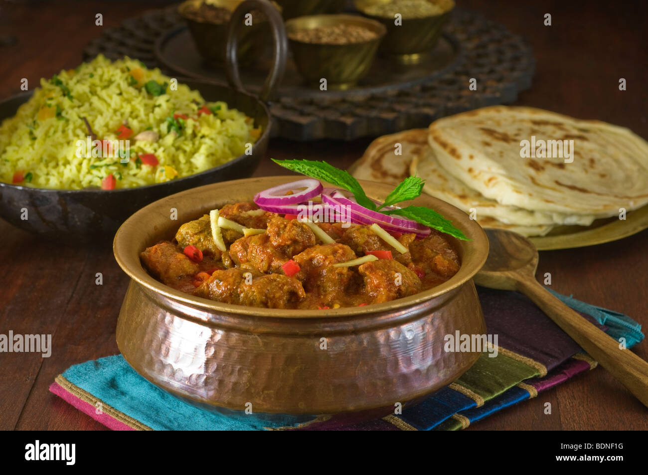 Indian lamb rogan josh curry rice hi-res stock photography and images ...